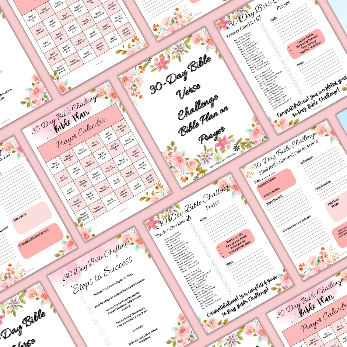 30 Day Bible Challenge, 30 Day Tracker, Bible Reading Plan, Prayer ...