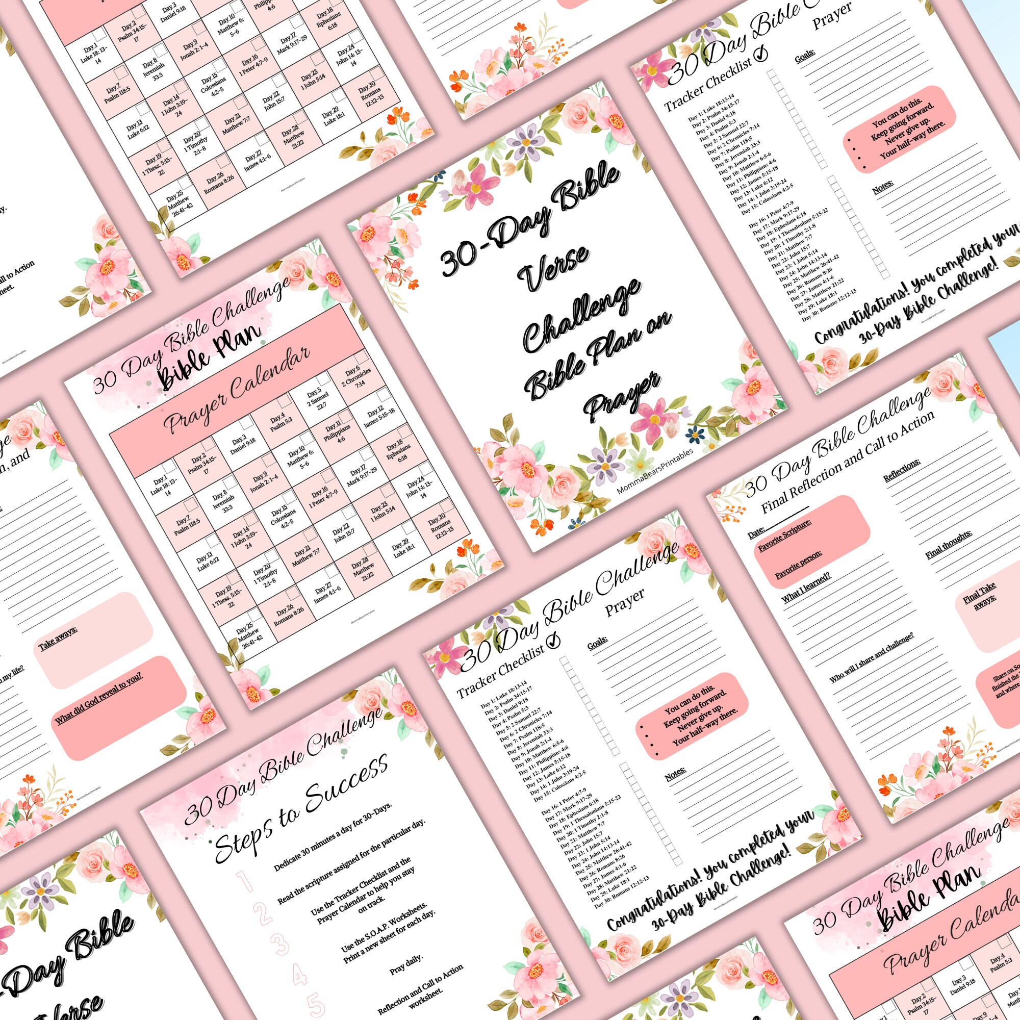 30 Day Bible Challenge, 30 Day Tracker, Bible Reading Plan, Prayer ...