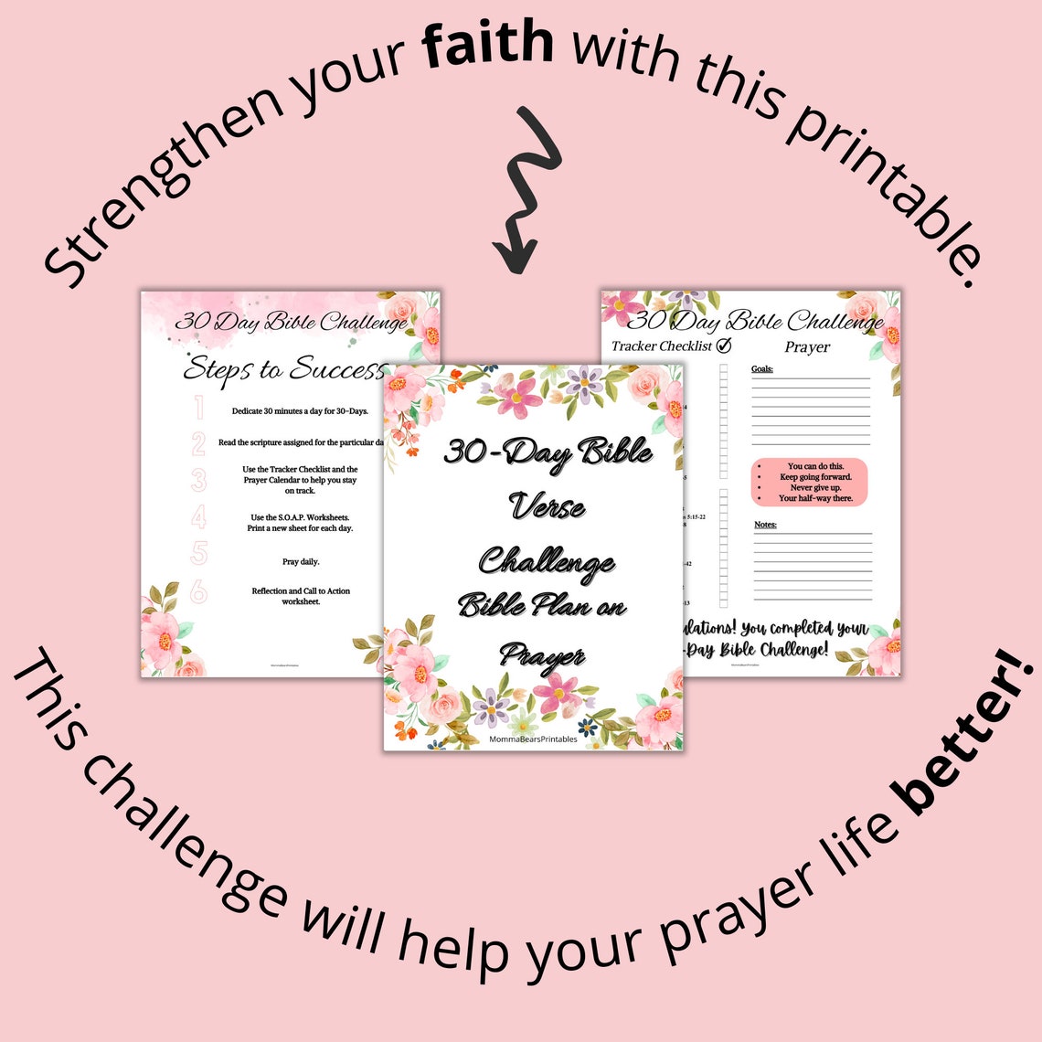 30 Day Bible Challenge, 30 Day Tracker, Bible Reading Plan, Prayer ...