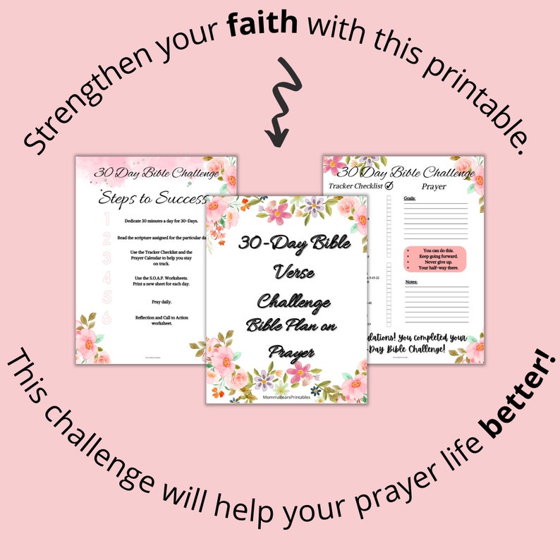 30 Day Bible Challenge, 30 Day Tracker, Bible Reading Plan, Prayer ...