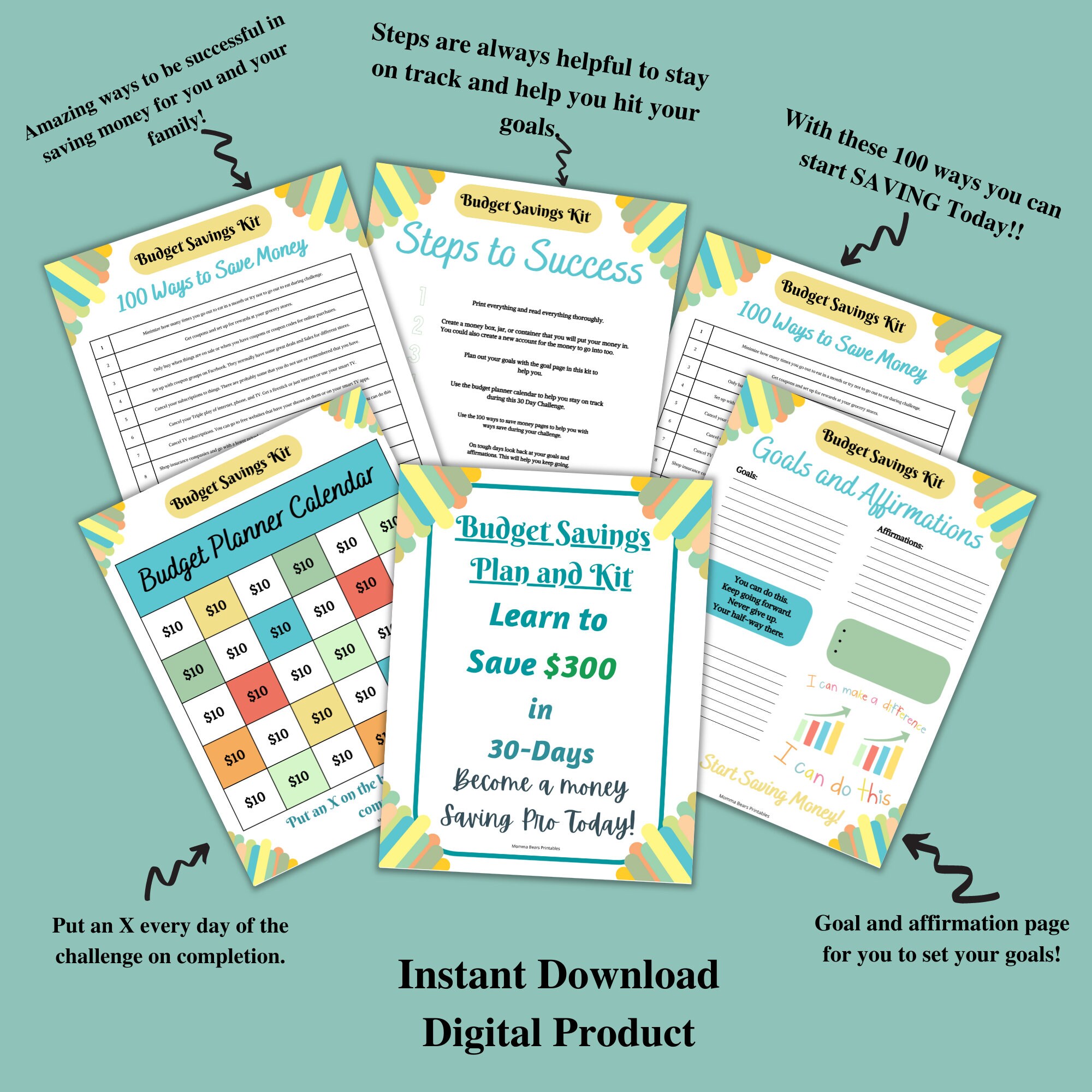 30 Day Budget Savings Challenge, Savings Plan, Money Challenge,100 Ways ...