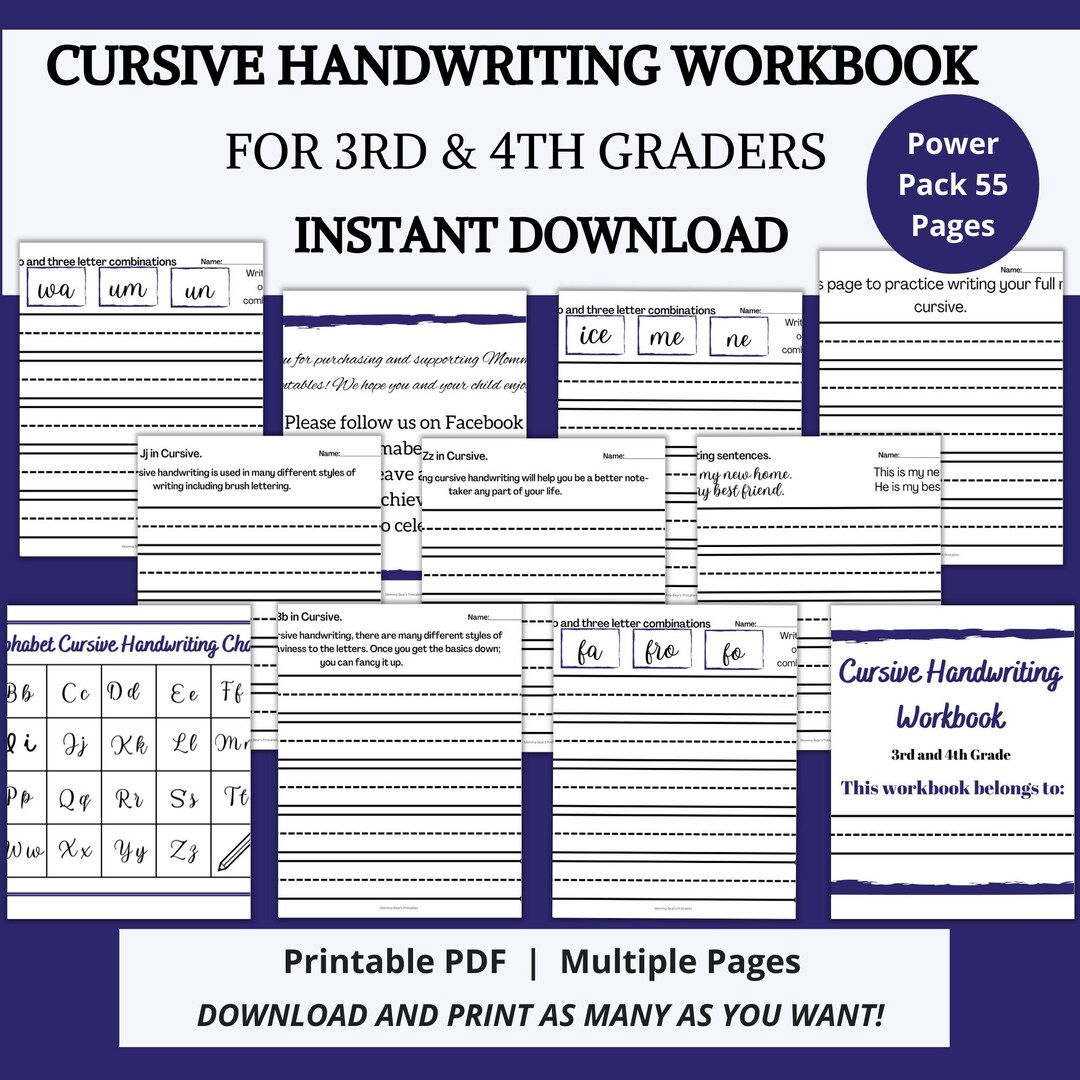 Cursive Handwriting Workbook, Cursive Handwriting Sheets, Cursive ...