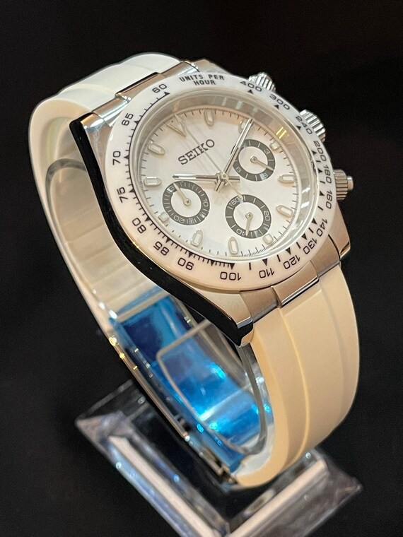 Seiko Mod VK63 Daytona White Oysterflex - Etsy