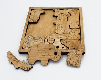 Beaver Animal Puzzle Wooden Toy Hand Cut Figurine Woodland Art Nature ...