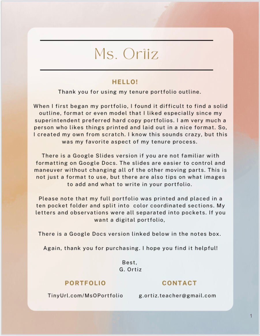 Colorful Teacher Portfolio -editable Portfolio, Teacher Job Interview ...