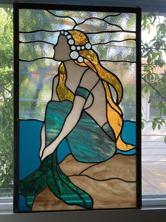 Mermaid/ Stained Glass/ Suncatcher/ Mermaid Stained Glass - Etsy