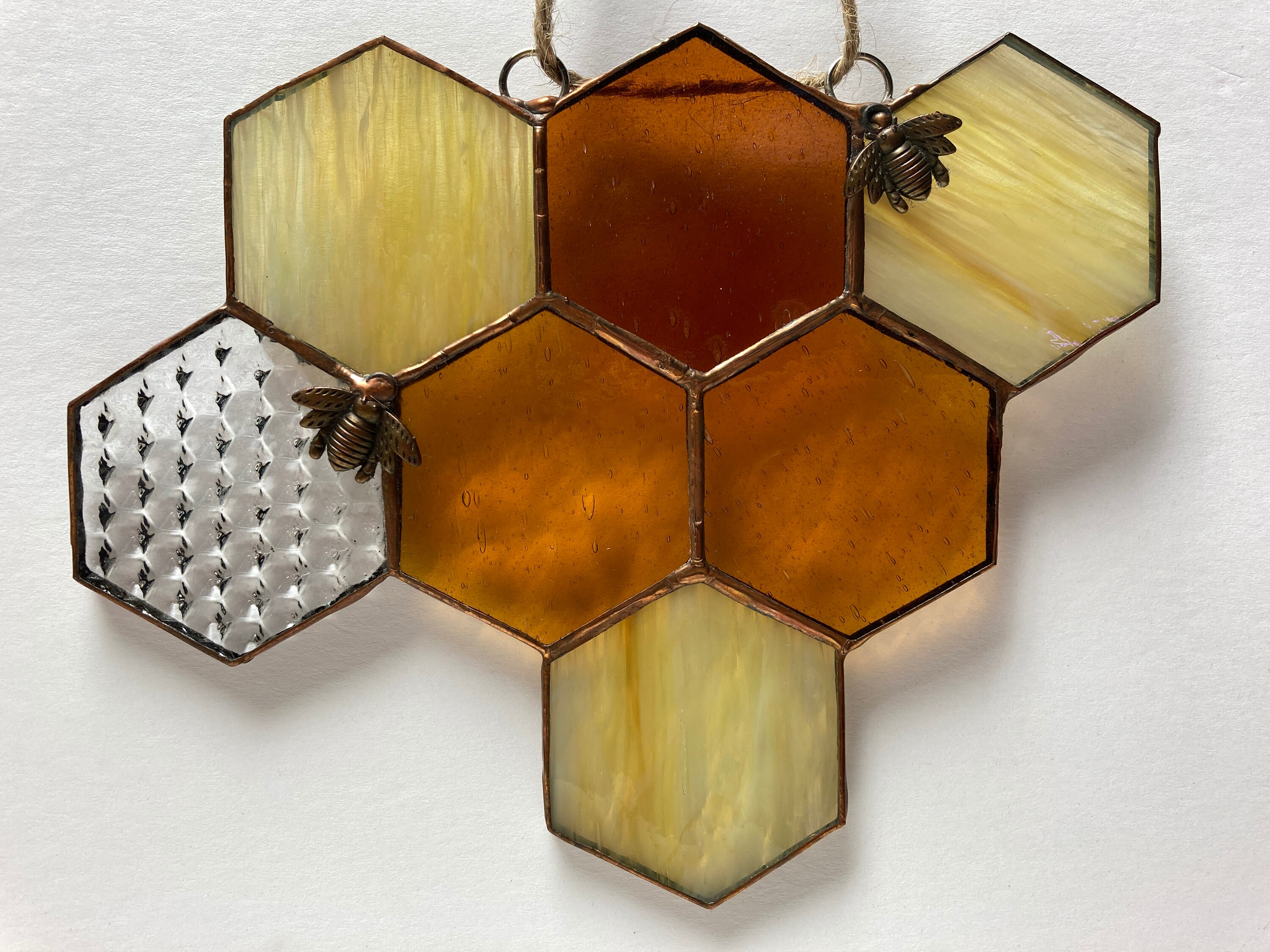 Stained Glass Honeycomb With Bees Handmade Stained Glass - Etsy