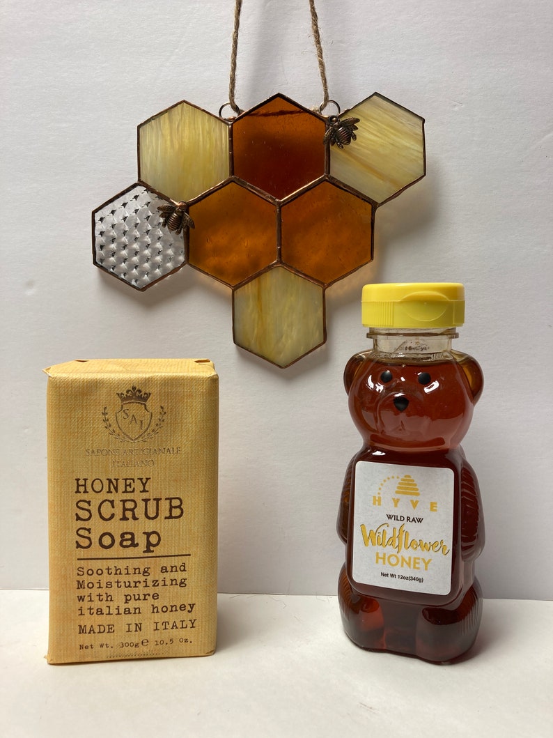 Stained Glass Honeycomb With Bees Handmade Stained Glass - Etsy