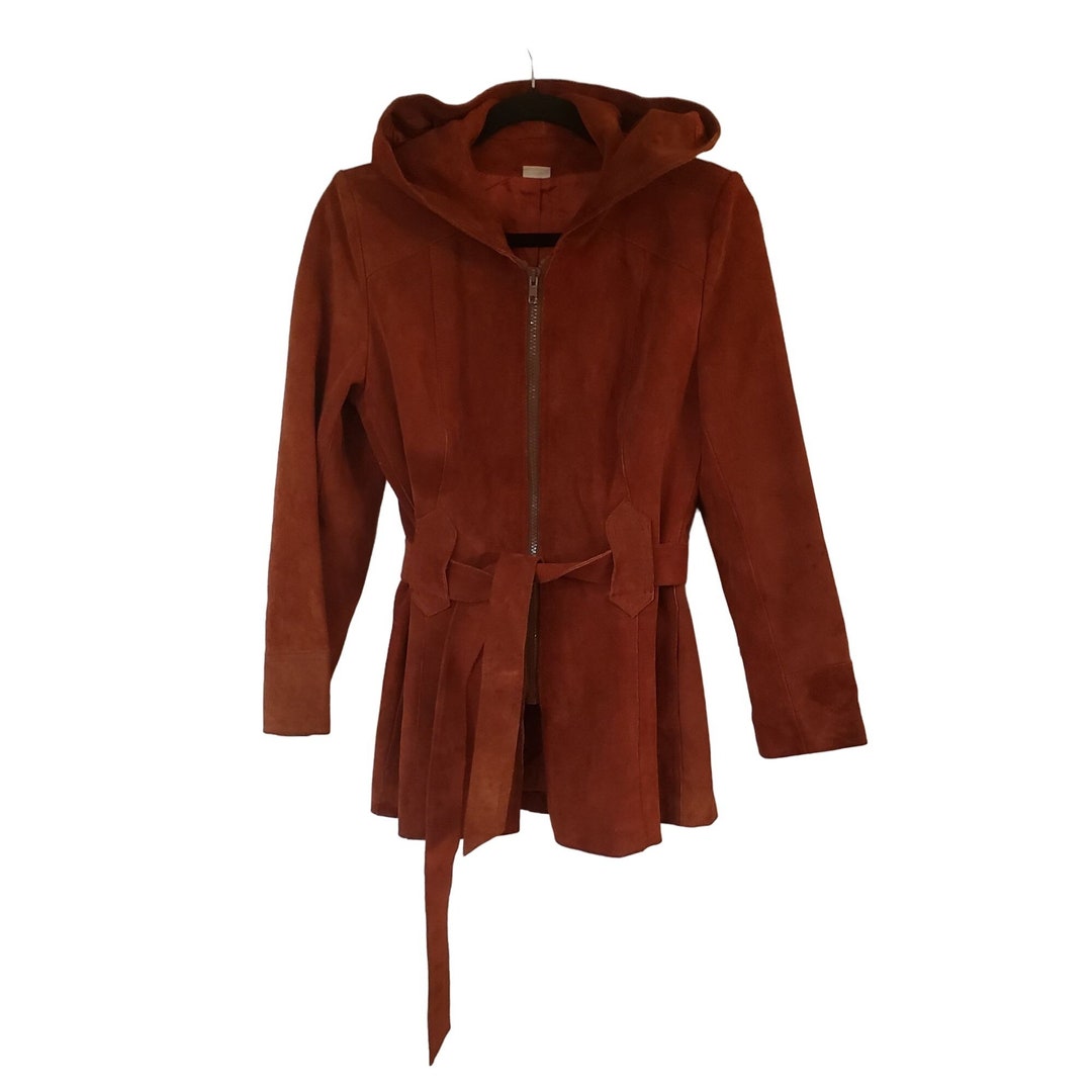 Vintage 70's Leather Jacket Hooded Size 9/10 Rust Orange - Etsy