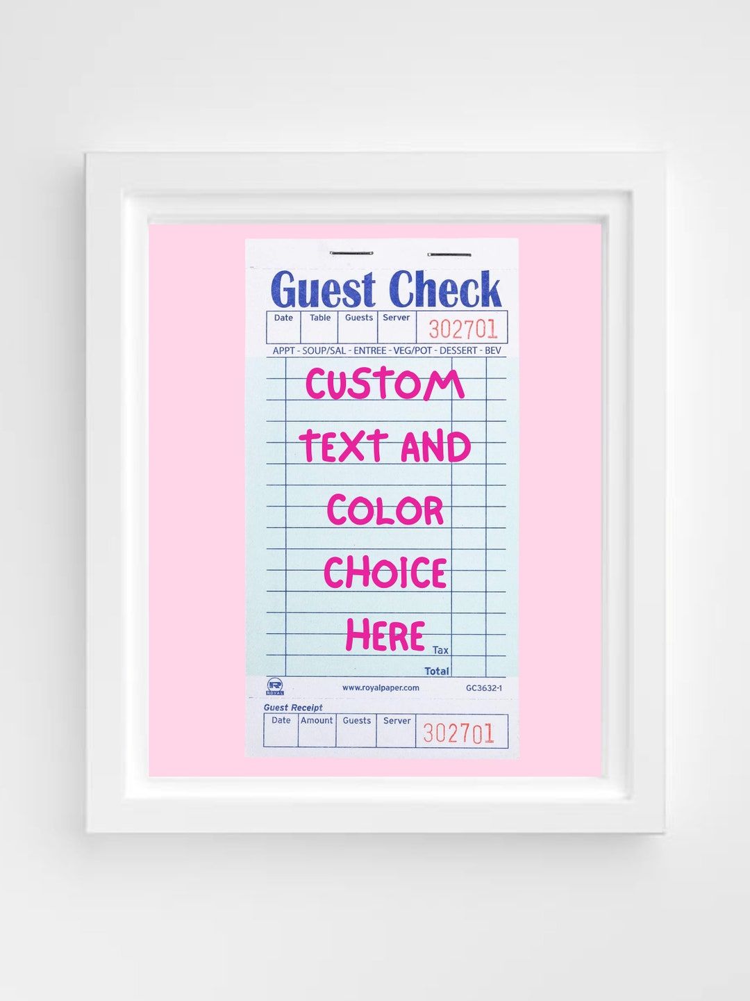 Custom Guest Check Poster Set of 2 - Etsy