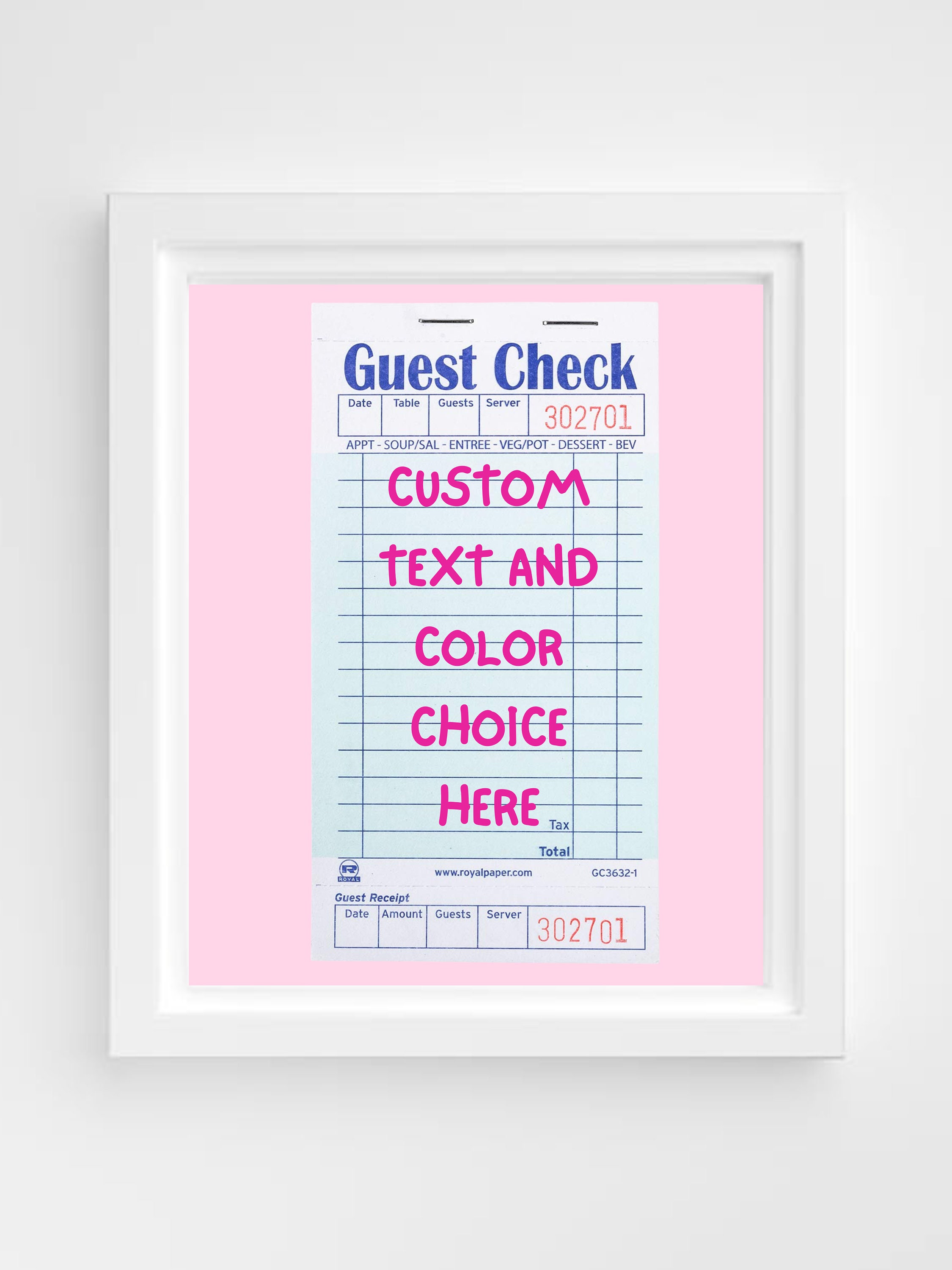 Custom Guest Check Poster Set of 2 - Etsy