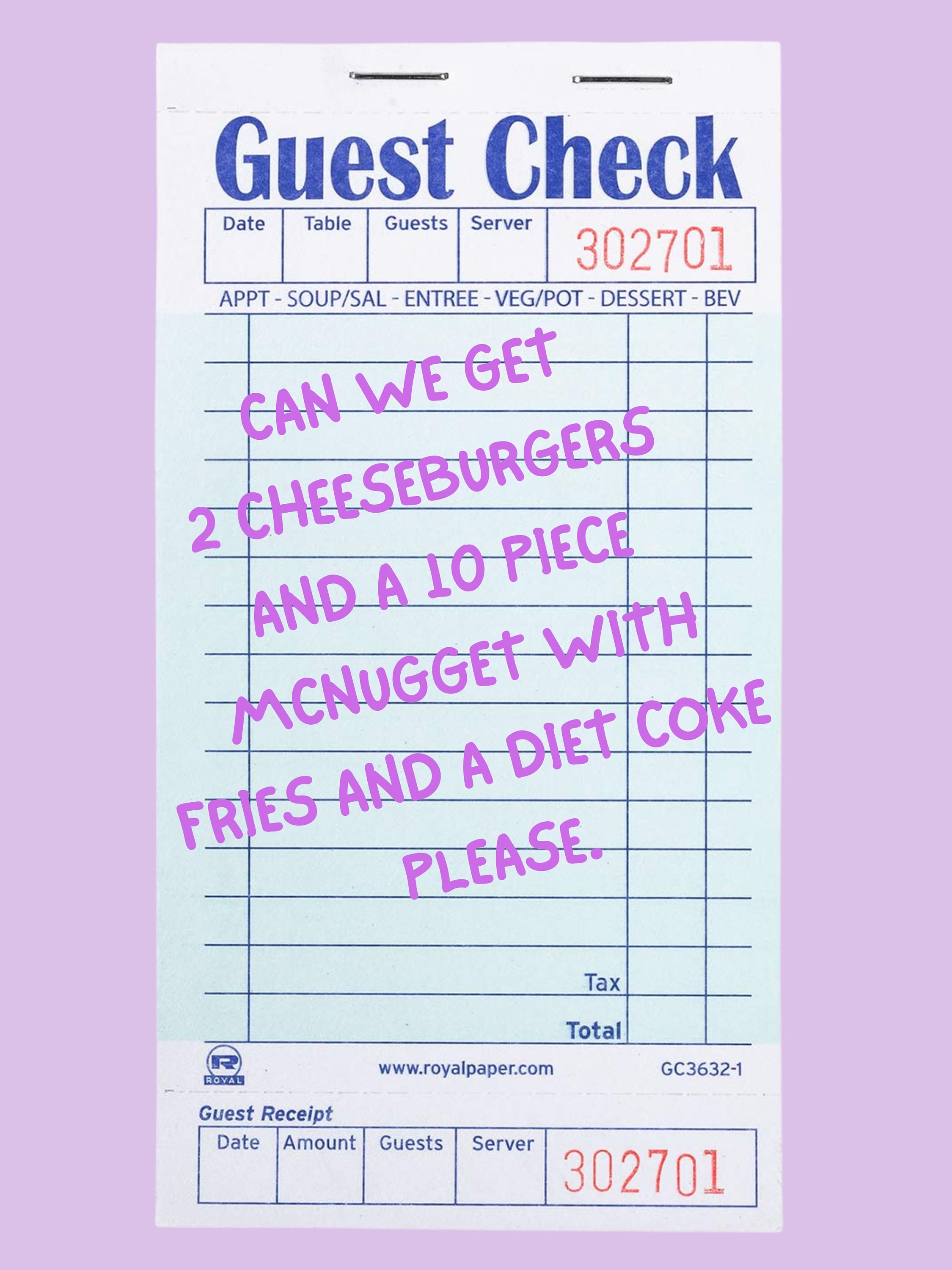 Custom Guest Check Poster Set of 2 - Etsy