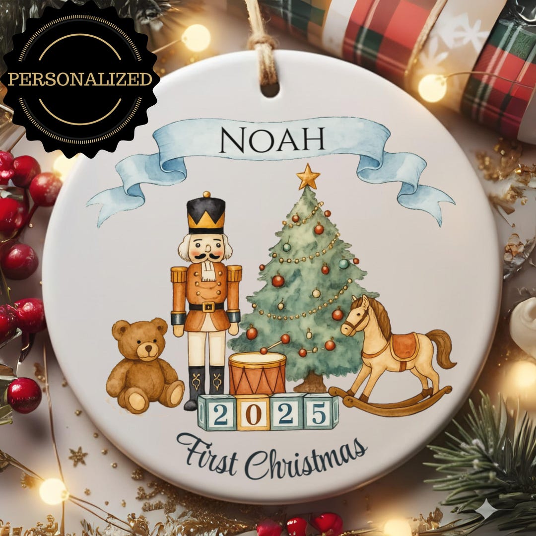 Personalized Nutcracker Boy Photo Ornament 2025, Baby’s First Christmas ...