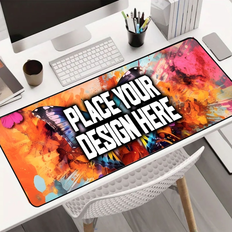 Printify Customizable Desk Mat Mockup PSD Smart Objects PNG Easy Edit POD Mousepad Desk Mat ...