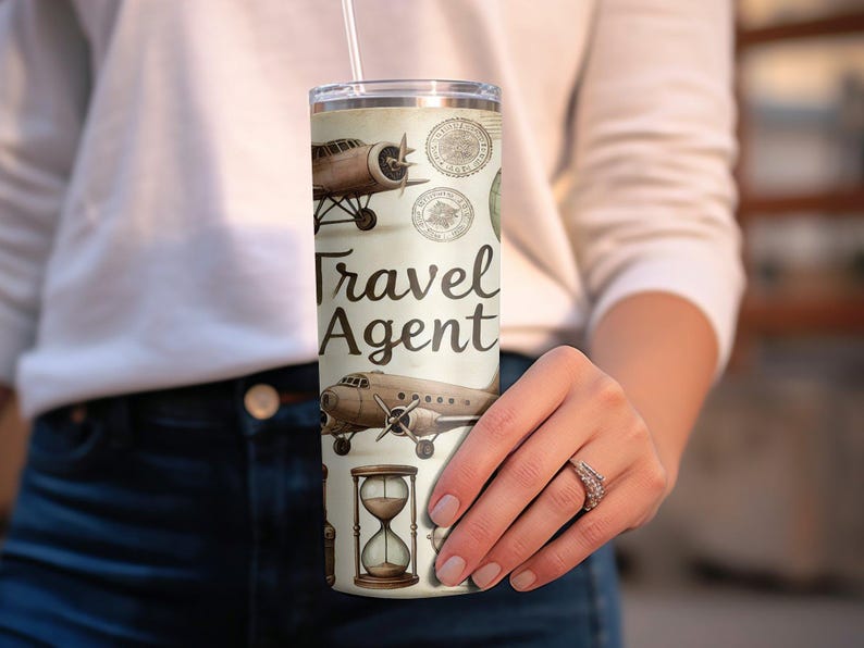 Travel Agent 20oz Tumbler Wrap PNG, World Traveller Tumbler Design ...