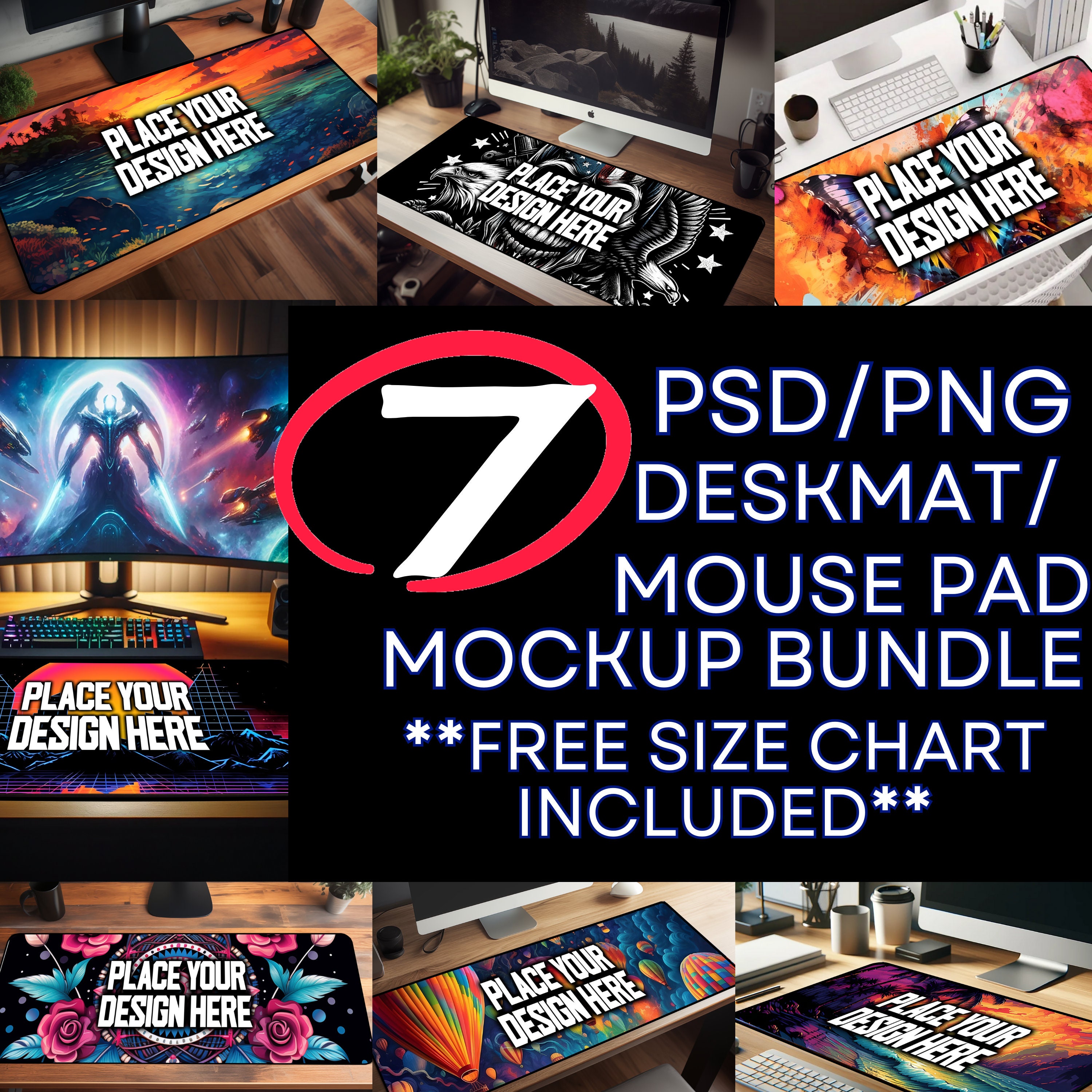 Printify Customizable Desk Mat Mockup PSD Smart Objects PNG Easy Edit ...