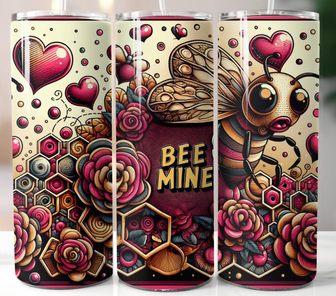 Bee Mine Bumblebee Hearts Valentines Day 20 Oz Skinny Tumbler ...