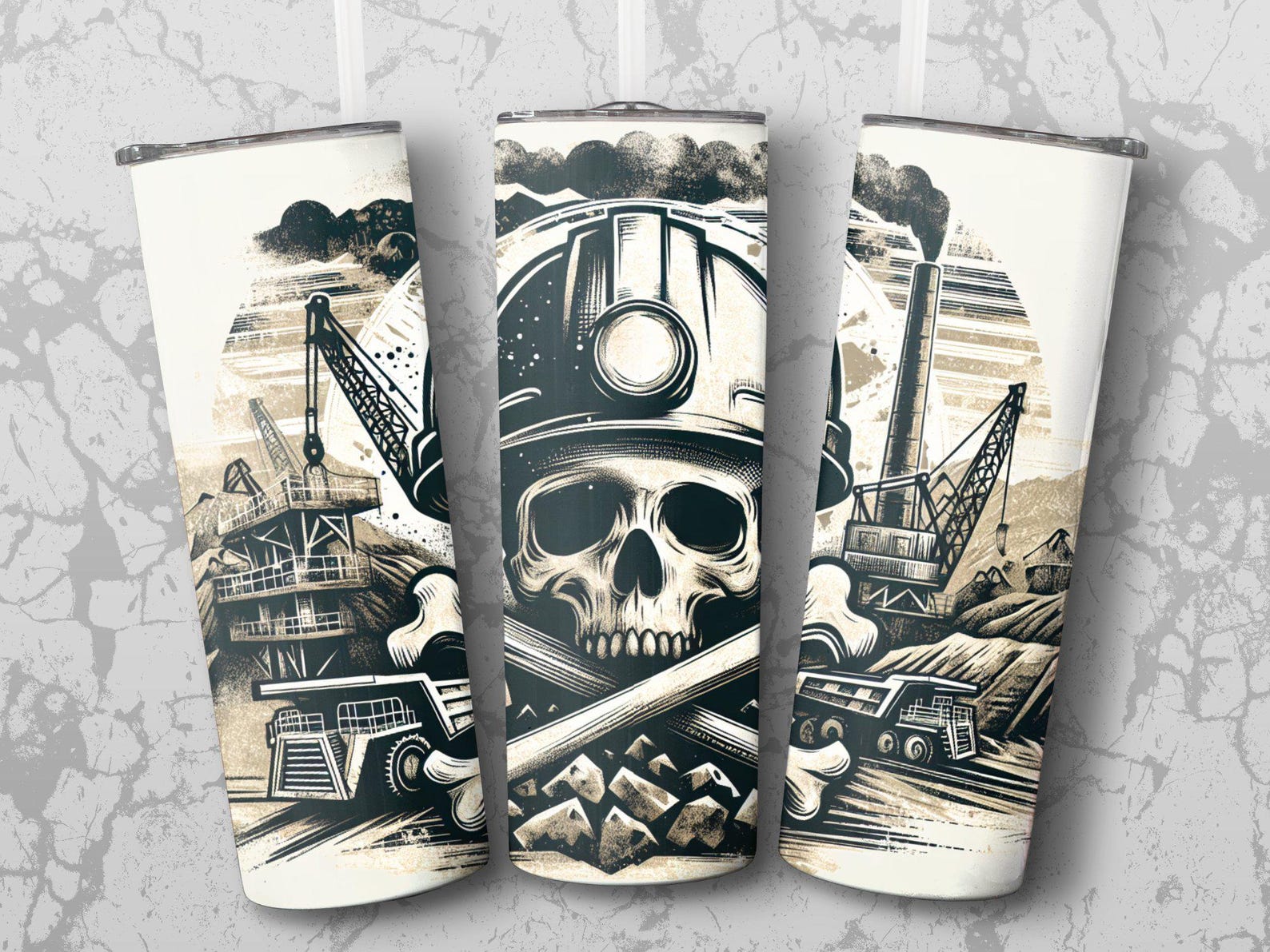 Mining Tumbler Wrap Sublimation PNG, Vehicles Trucks Tractor Drill ...