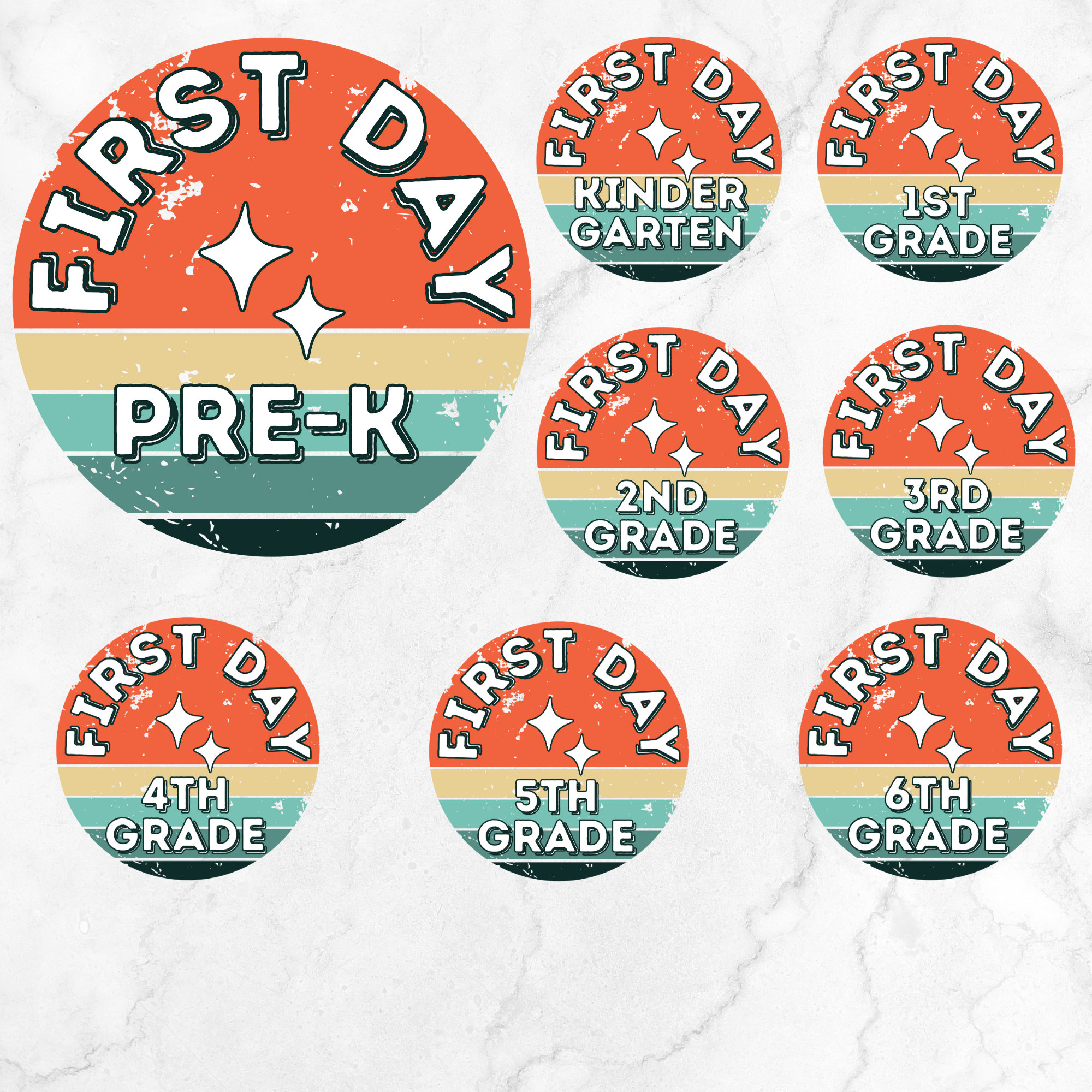 Retro Back to School Vibe Png Bundle First Day of School Retro Sunset ...