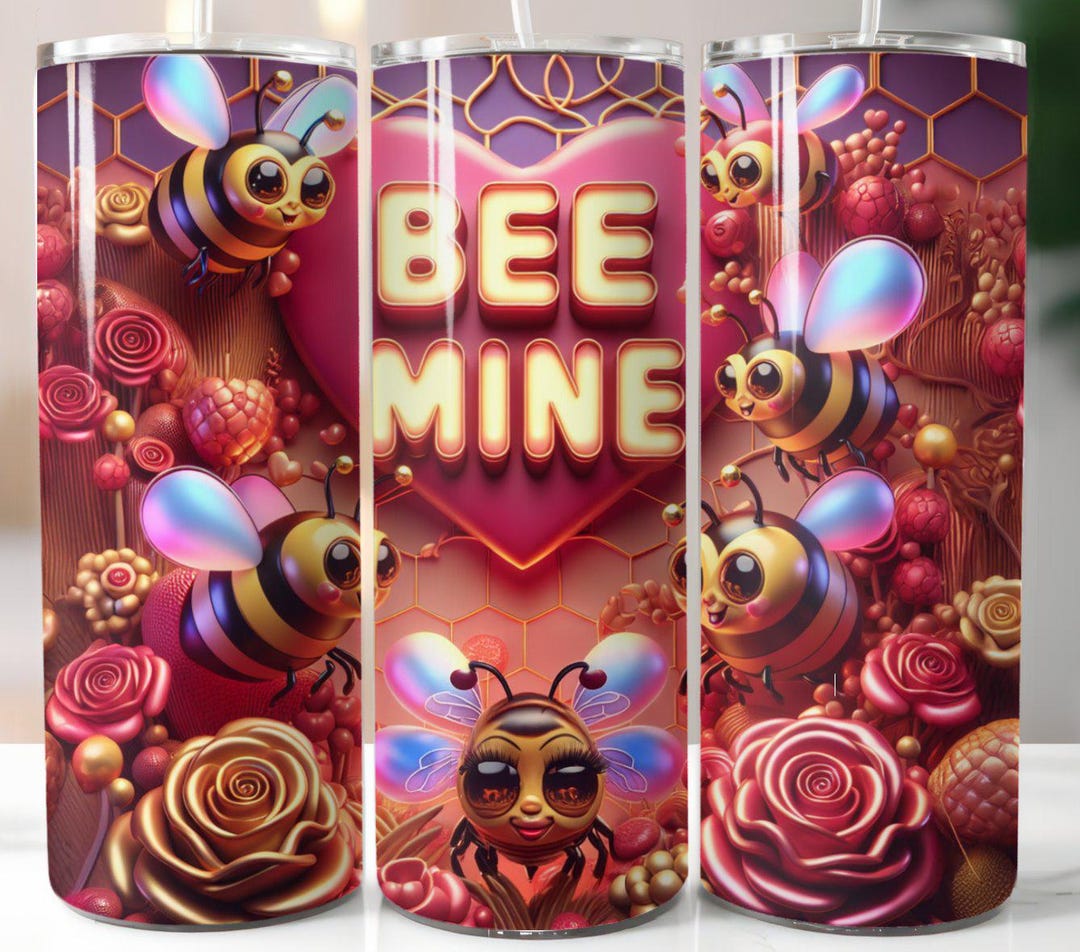 Bee Mine Bumblebee Hearts Valentines Day 20 Oz Skinny Tumbler ...