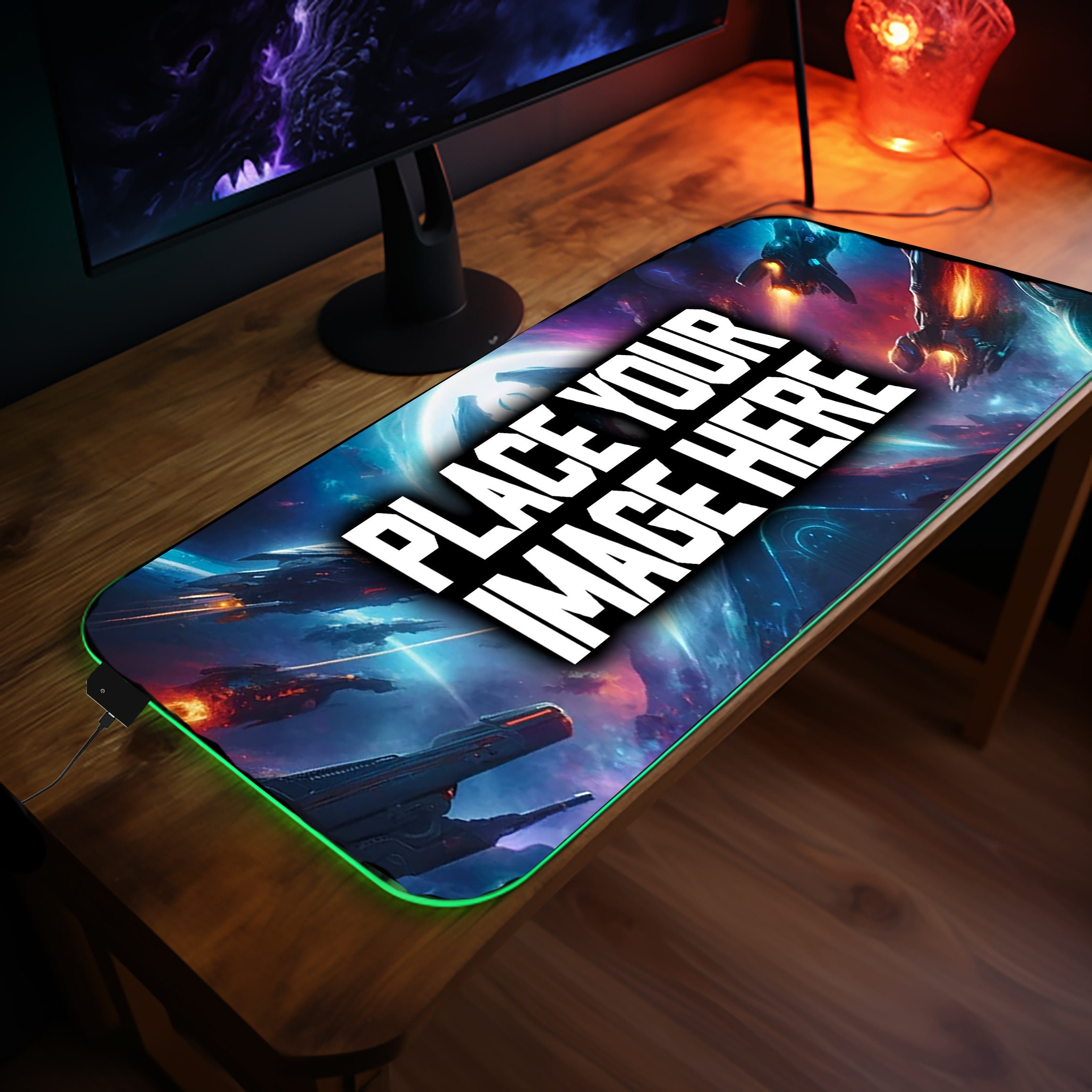 Printify Customized LED Desk Mat Mockup PSD Smart Object Png Easy Edit ...