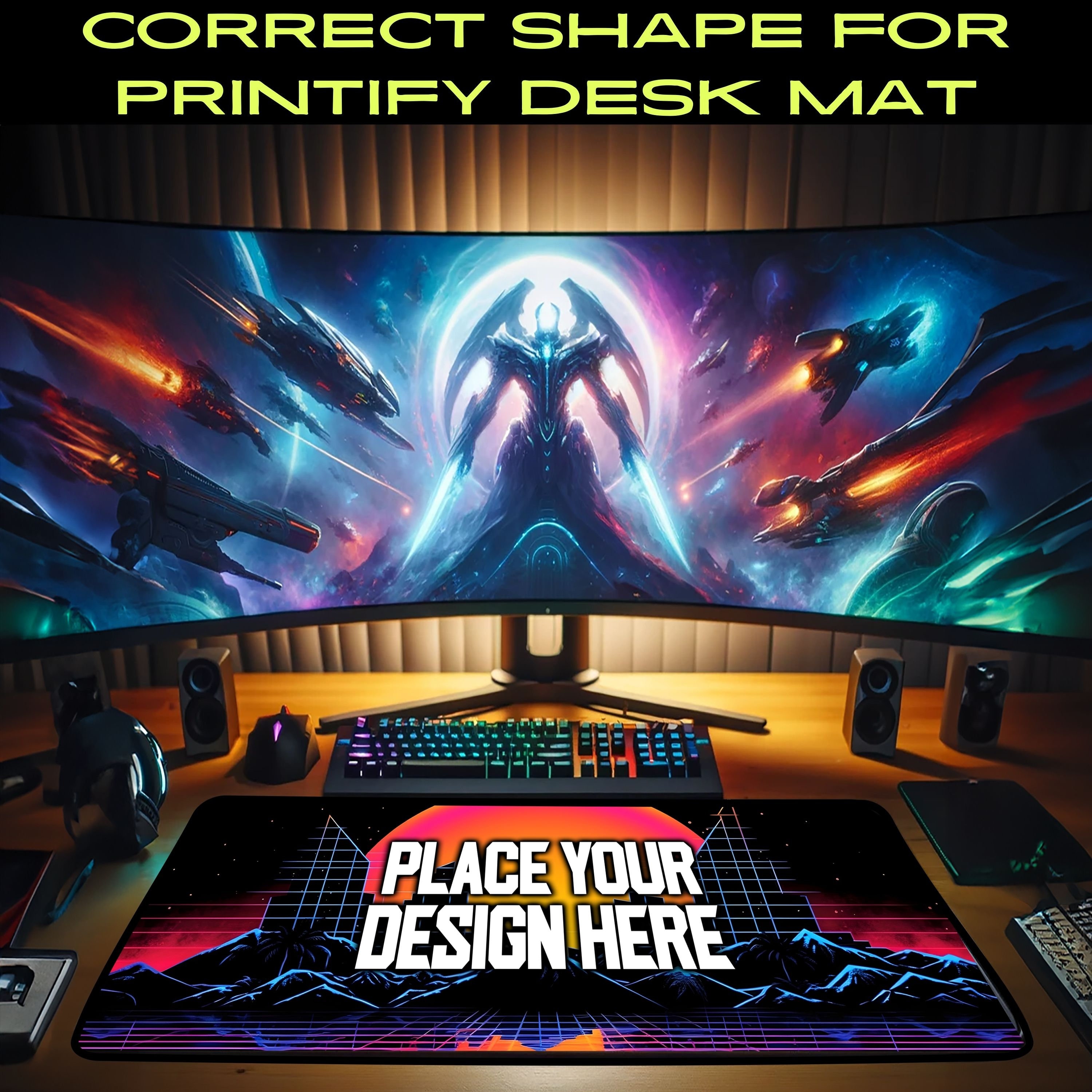 Printify Customizable Desk Mat Mockup PSD Smart Objects PNG Easy Edit ...