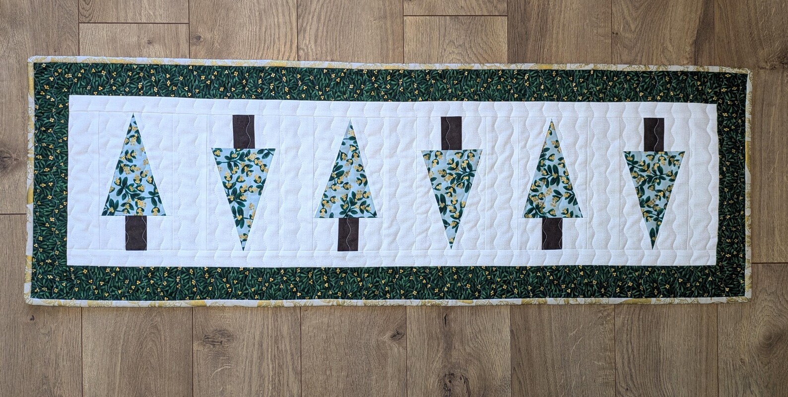 Handmade Quilted Christmas Tree Table Runner: Rifle Paper Co. Fabric - Etsy