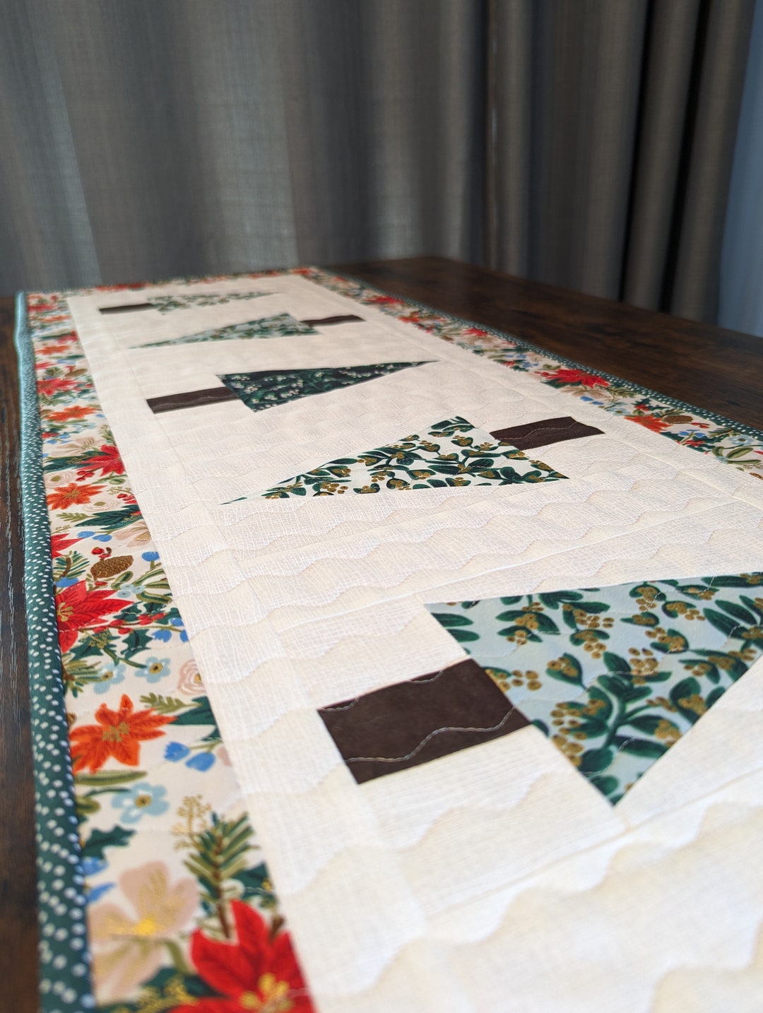 Handmade Christmas Table Runner / Quilted Christmas Tree Table Runner ...