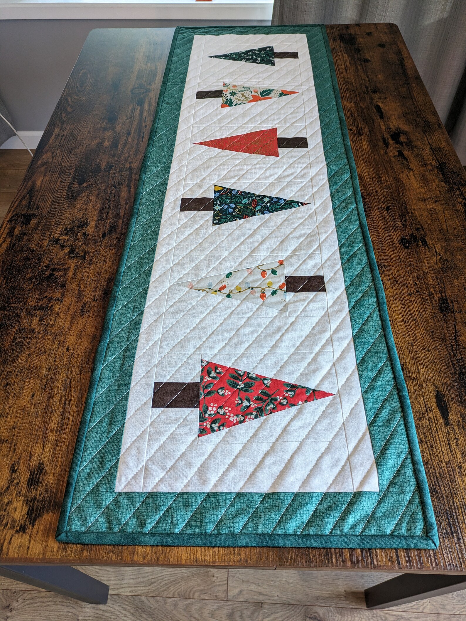 Handmade Quilted Christmas Tree Table Runner: Rifle Paper Co. Prints - Etsy