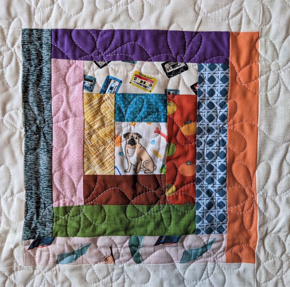 Scrappy Log Cabin Block Quilt / Handmade Throw Quilt / Quilted - Etsy