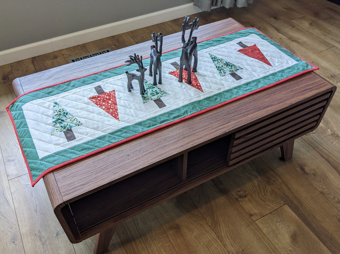 Handmade Quilted Christmas Tree Table Runner: Rifle Paper Co. Cotton - Etsy