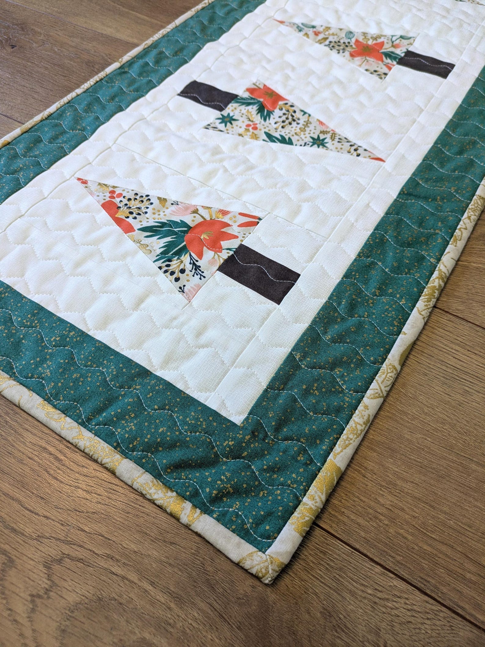 Handmade Quilted Christmas Tree Table Runner: Rifle Paper Co. Holiday ...