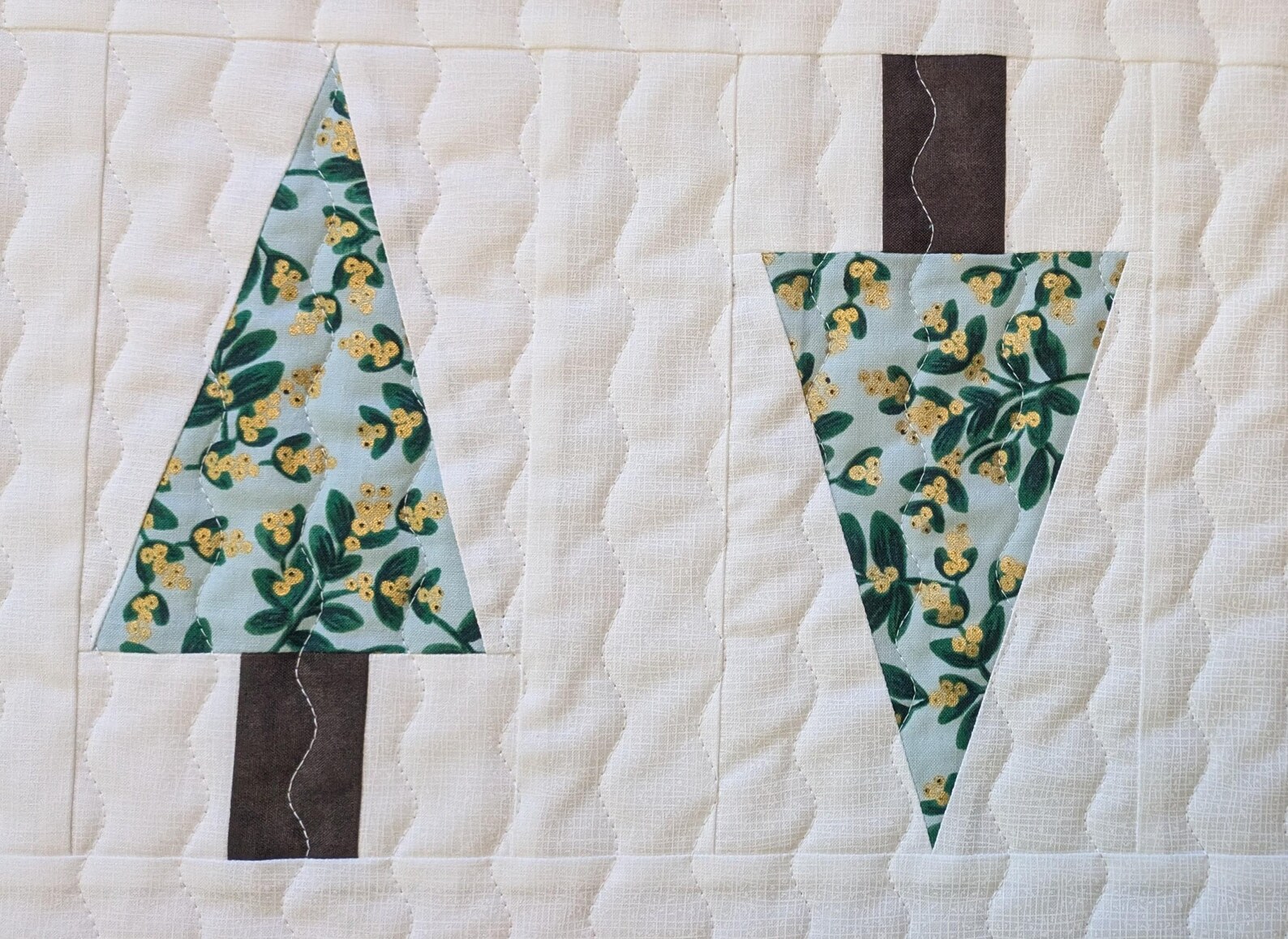 Handmade Quilted Christmas Tree Table Runner: Rifle Paper Co. Fabric - Etsy