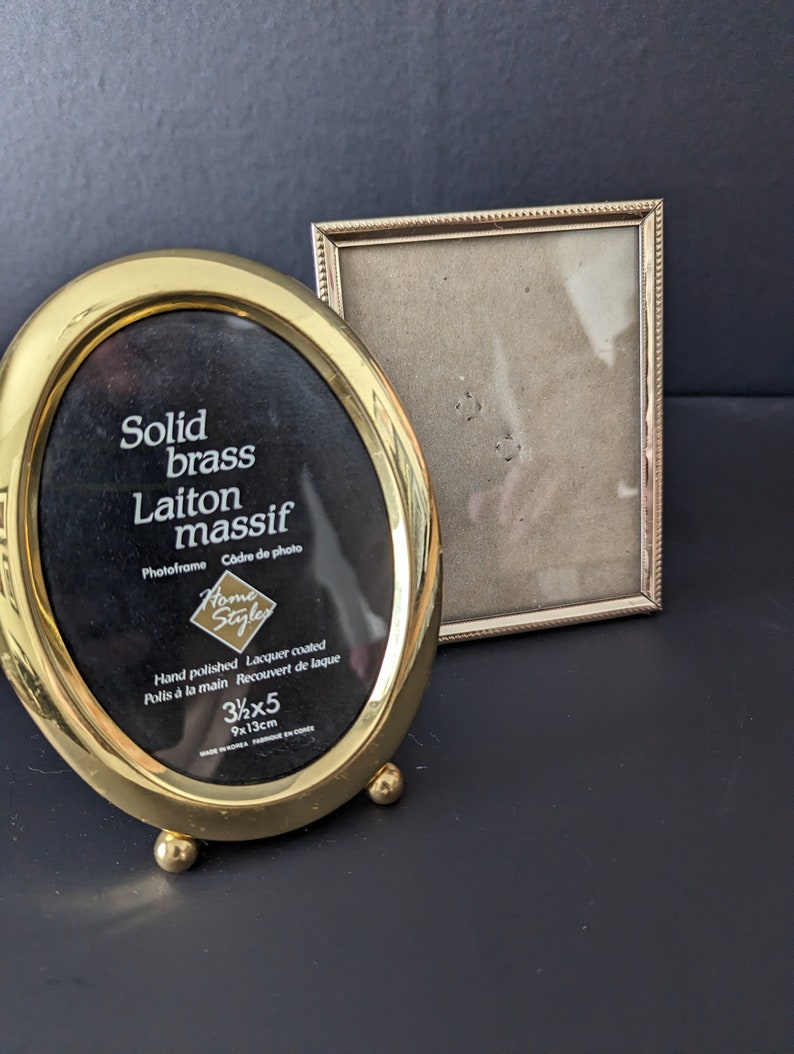 Vintage Brass Metal Photo Frame Set - Etsy