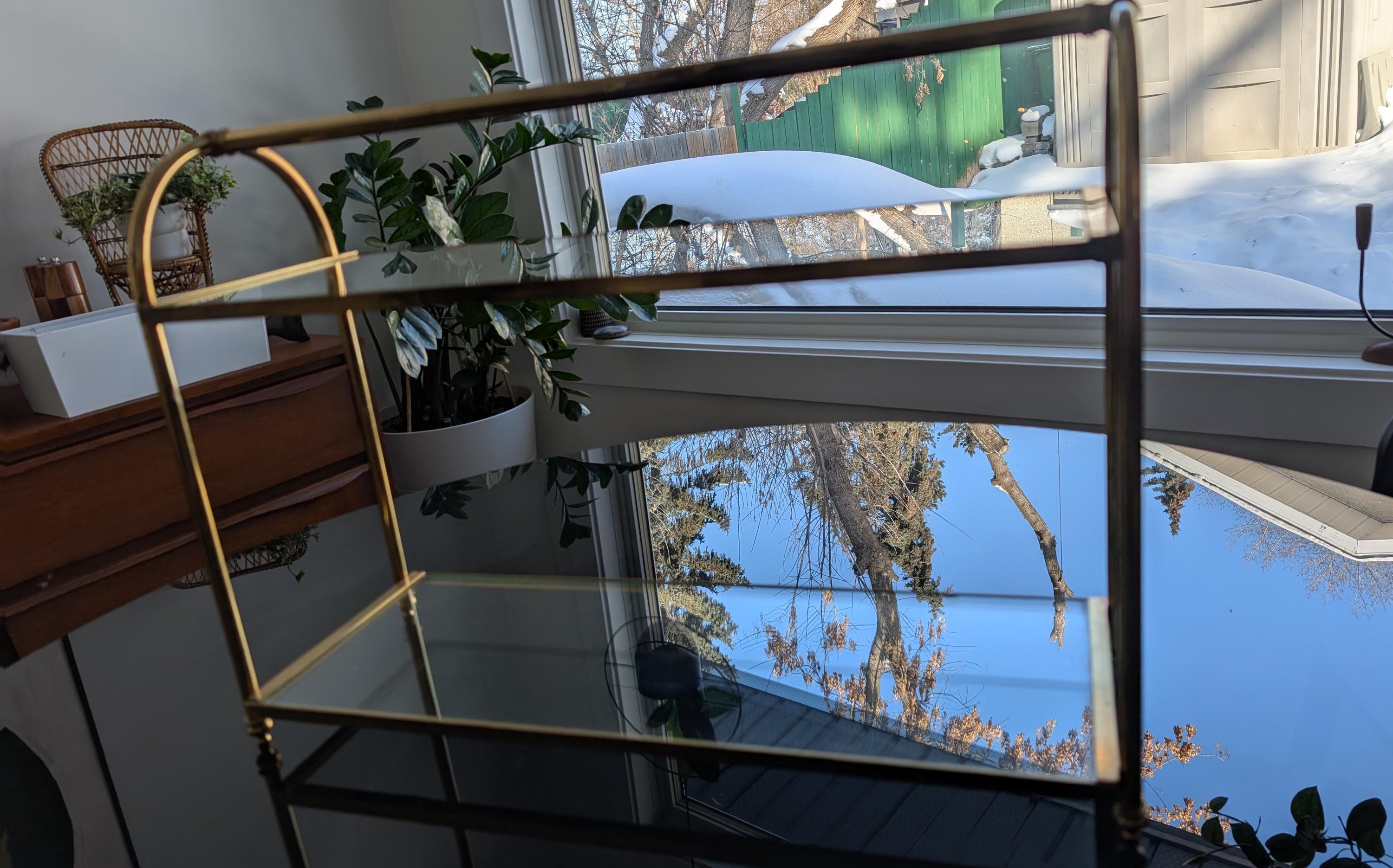 Vintage Brass and Glass Display Shelf - Etsy