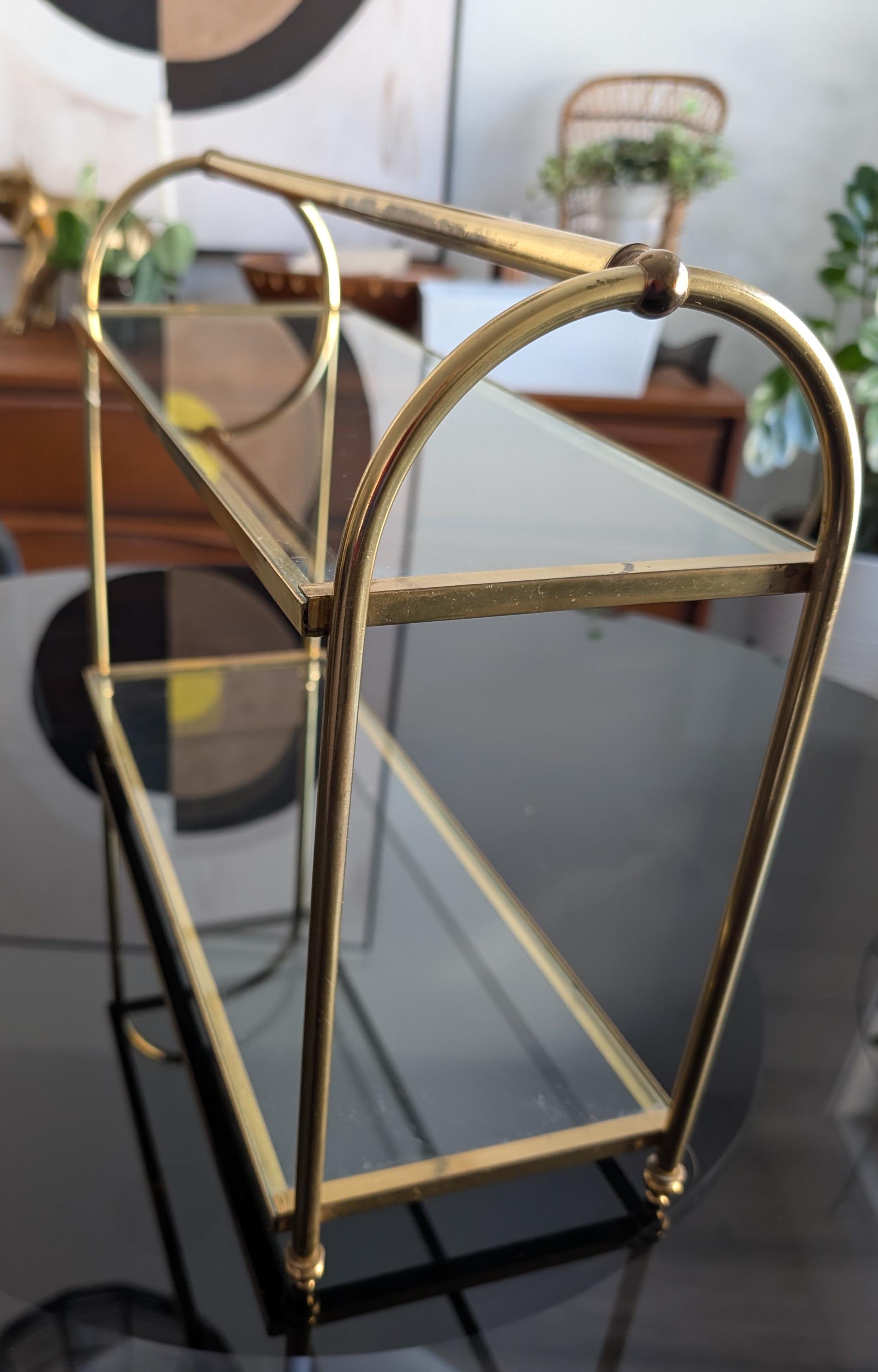 Vintage Brass and Glass Display Shelf - Etsy