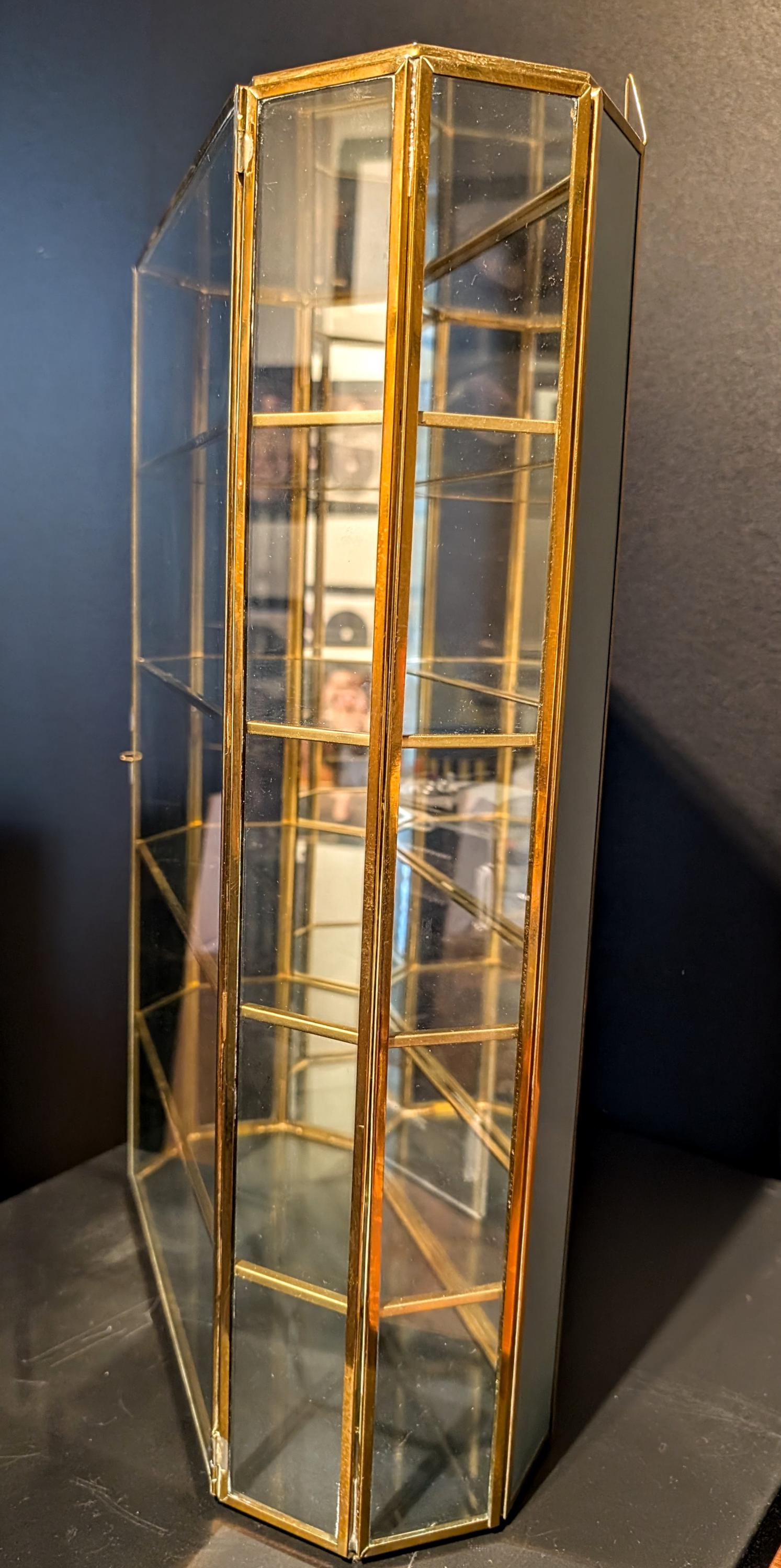 Vintage Brass Mirrored Curio Cabinet - Etsy