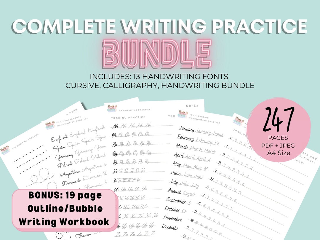 COMPLETE Handwriting Practice Bundle Digital Download, Handwriting ...