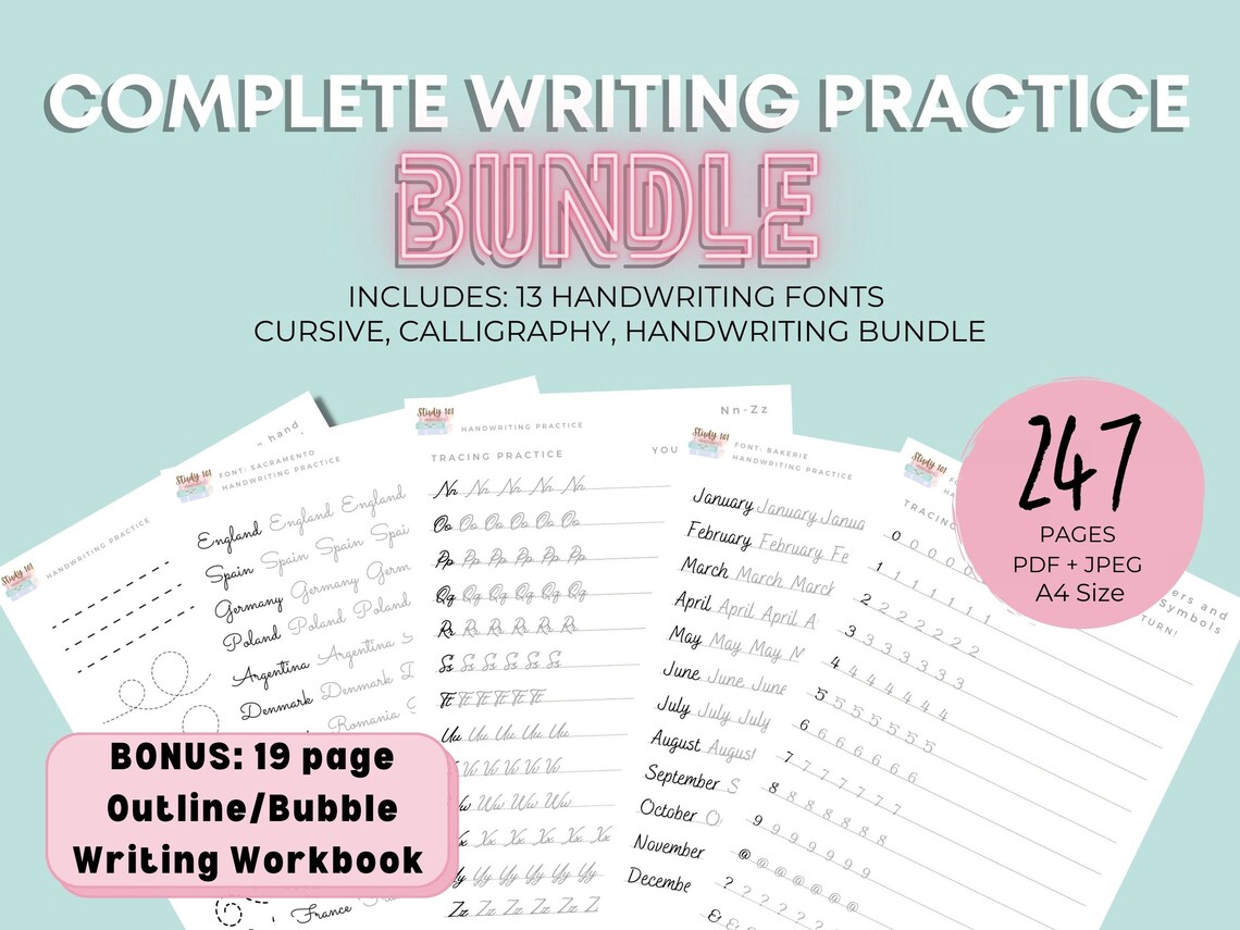 COMPLETE Handwriting Practice Bundle Digital Download, Handwriting ...