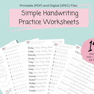 Handwriting Practice Worksheet Bundle Digital Download, Printable ...