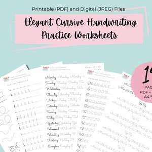 Cursive Handwriting Practice Bundle Digital Download, Printable Cursive ...