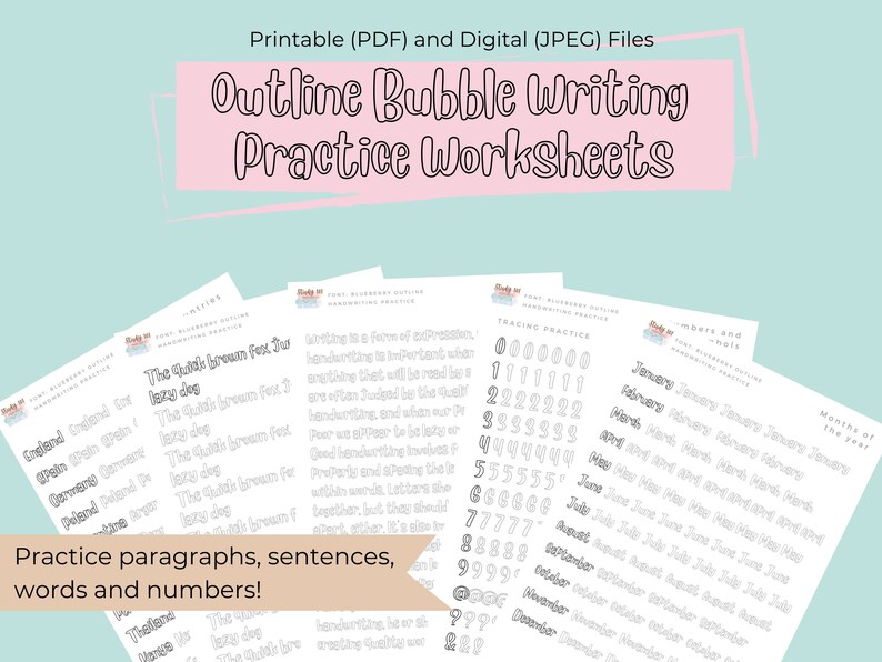 Outline Bubble Writing Handwriting Practice Digital Download, Printable ...