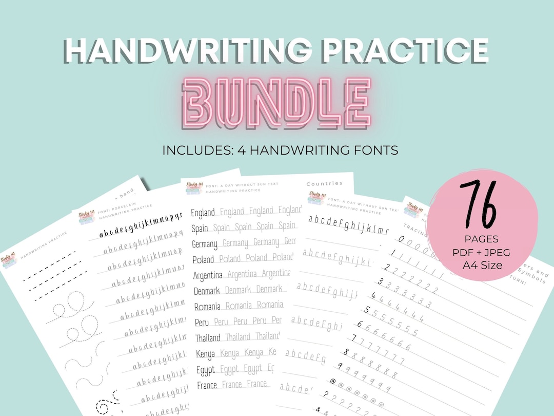 Handwriting Practice Worksheet Bundle Digital Download, Printable ...