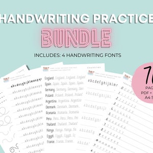 Handwriting Practice Worksheet Bundle Digital Download, Printable ...