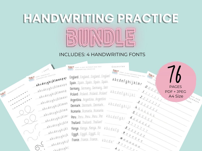 Handwriting Practice Worksheet Bundle Digital Download, Printable ...