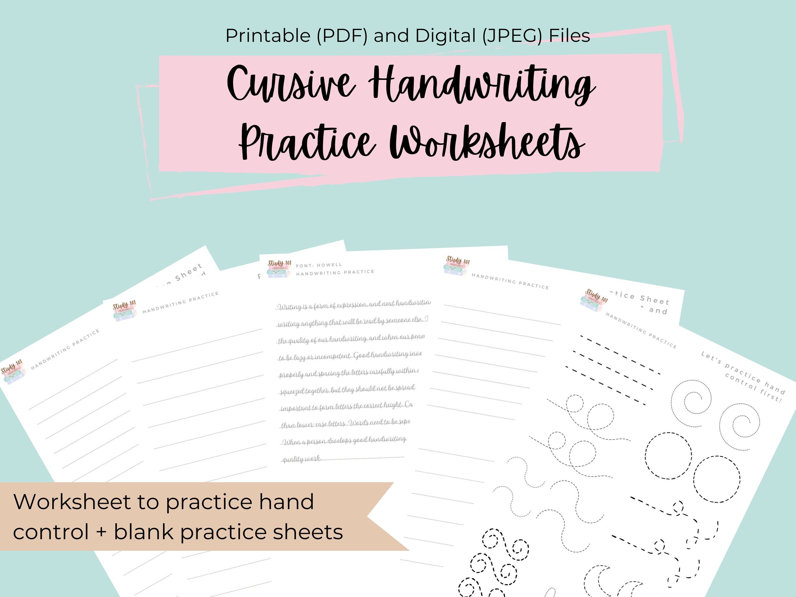 Cursive Handwriting Practice Digital Download, Printable Cursive ...