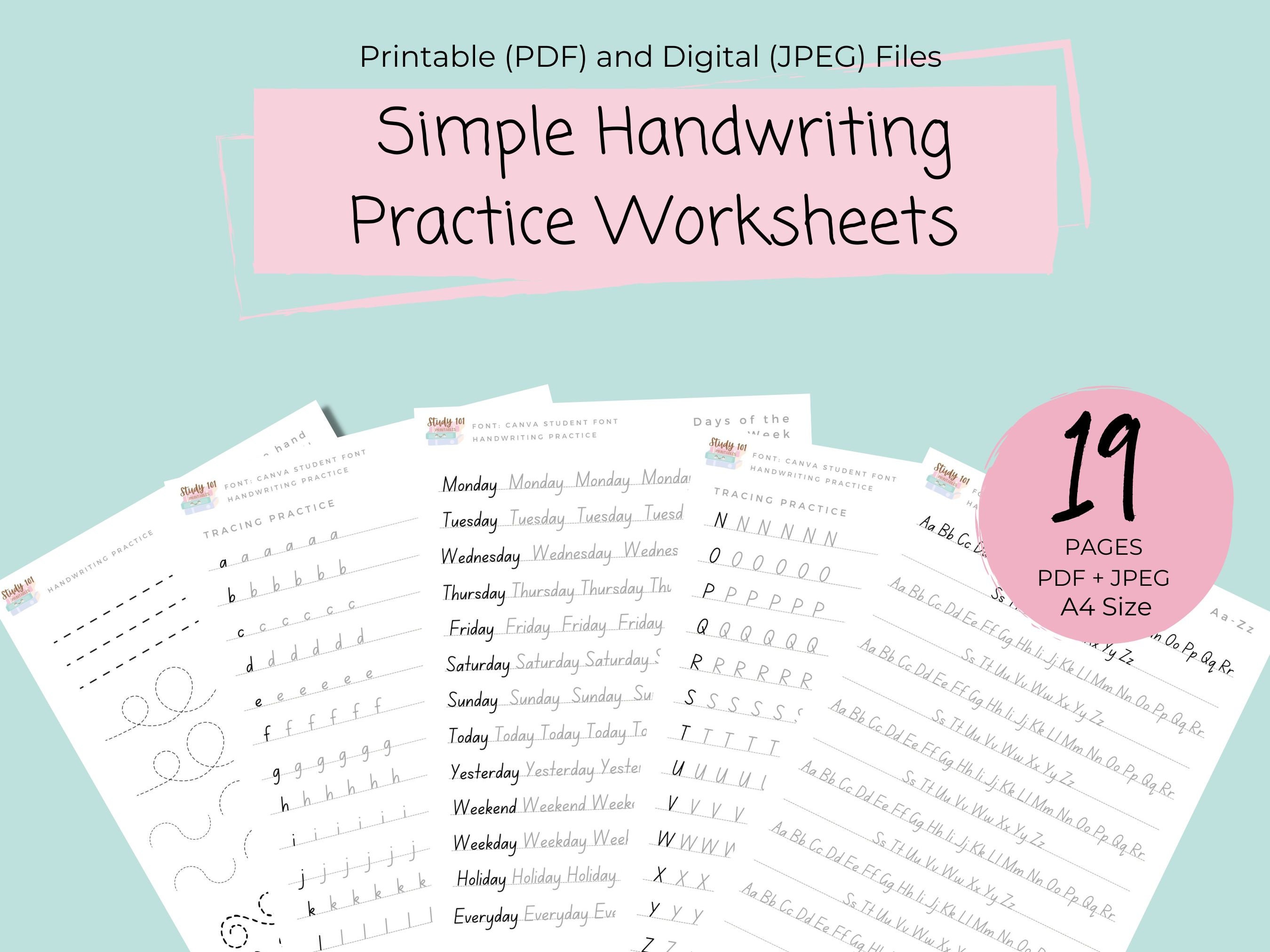 Simple Handwriting Practice Worksheets | Printable Handwriting Workbook ...