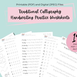 Calligraphy Practice Worksheet Bundle Digital Download, Printable ...