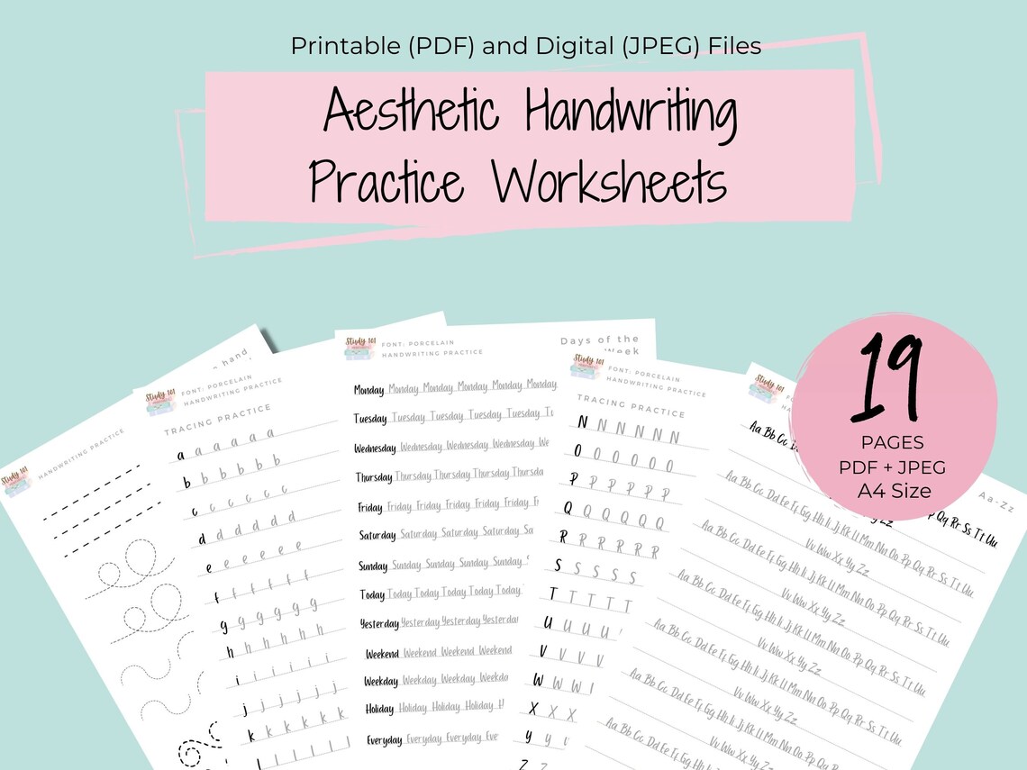 Handwriting Practice Worksheet Bundle Digital Download, Printable ...