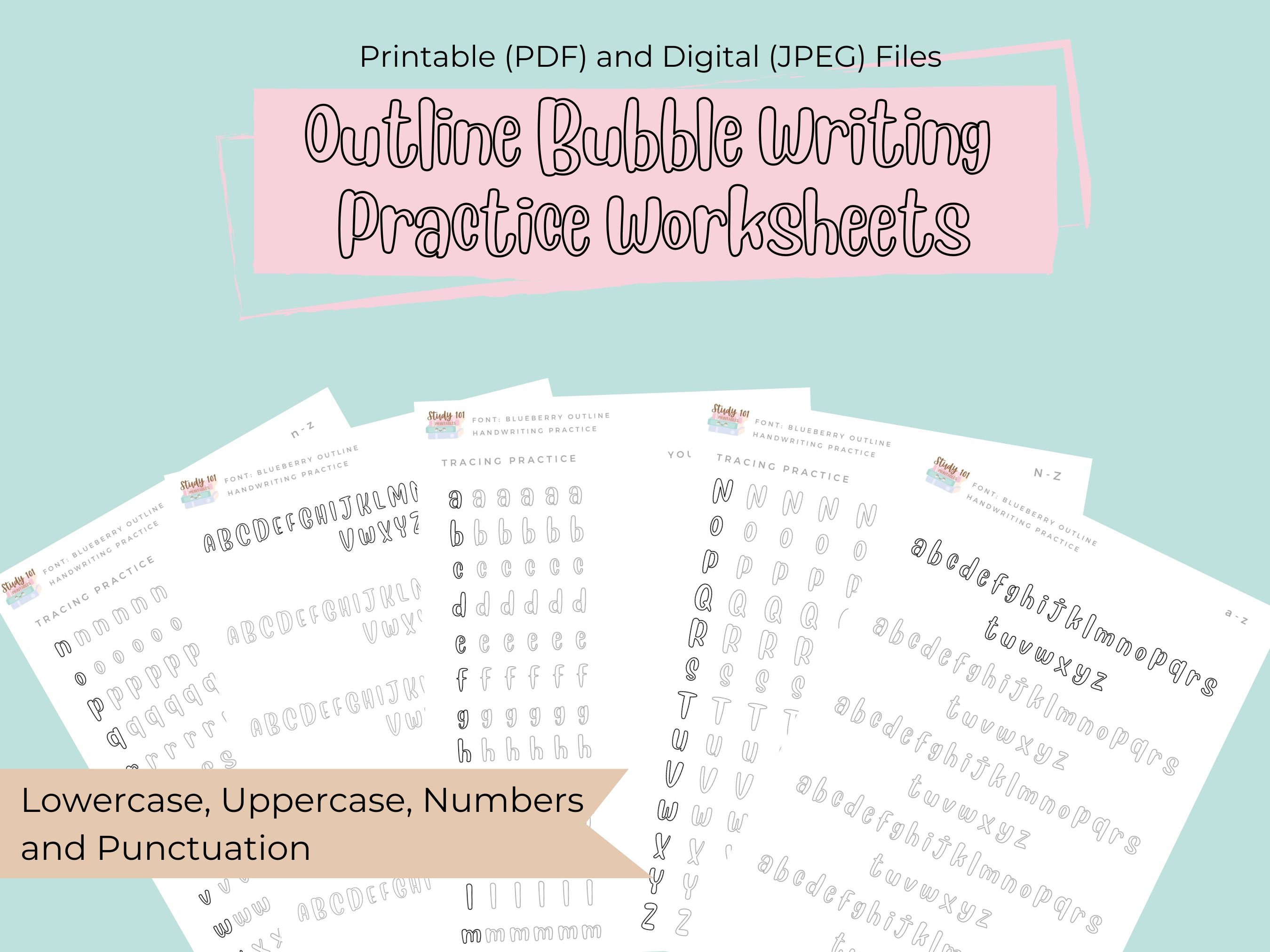 Outline Bubble Writing Handwriting Practice Digital Download, Printable ...